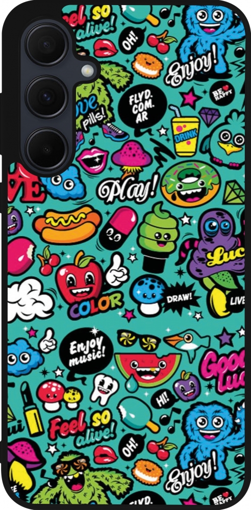 Samsung Galaxy A36 Case Hülle - Silikon schwarz Cartoons old school