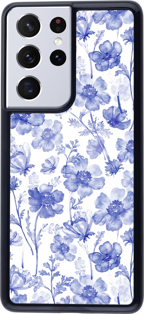 Samsung Galaxy S21 Ultra 5g Case Hülle Spring 23 Watercolor Blue Flowers